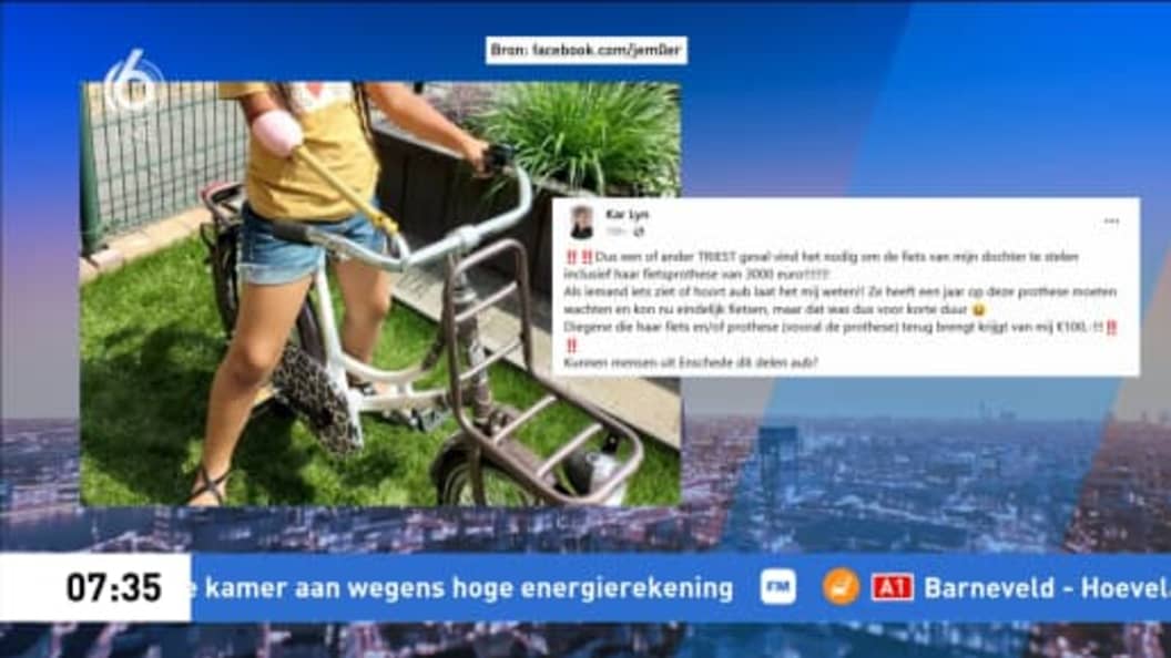 Gemist: Hart van Nederland - Late Editie: Fiets met dure prothese van